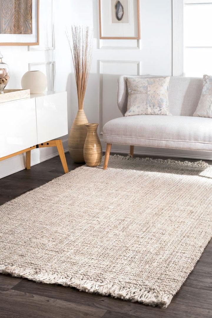 Chunky Bleached Jute Rug - Fringed | Buy Rugs Online | Cyrus Rugs