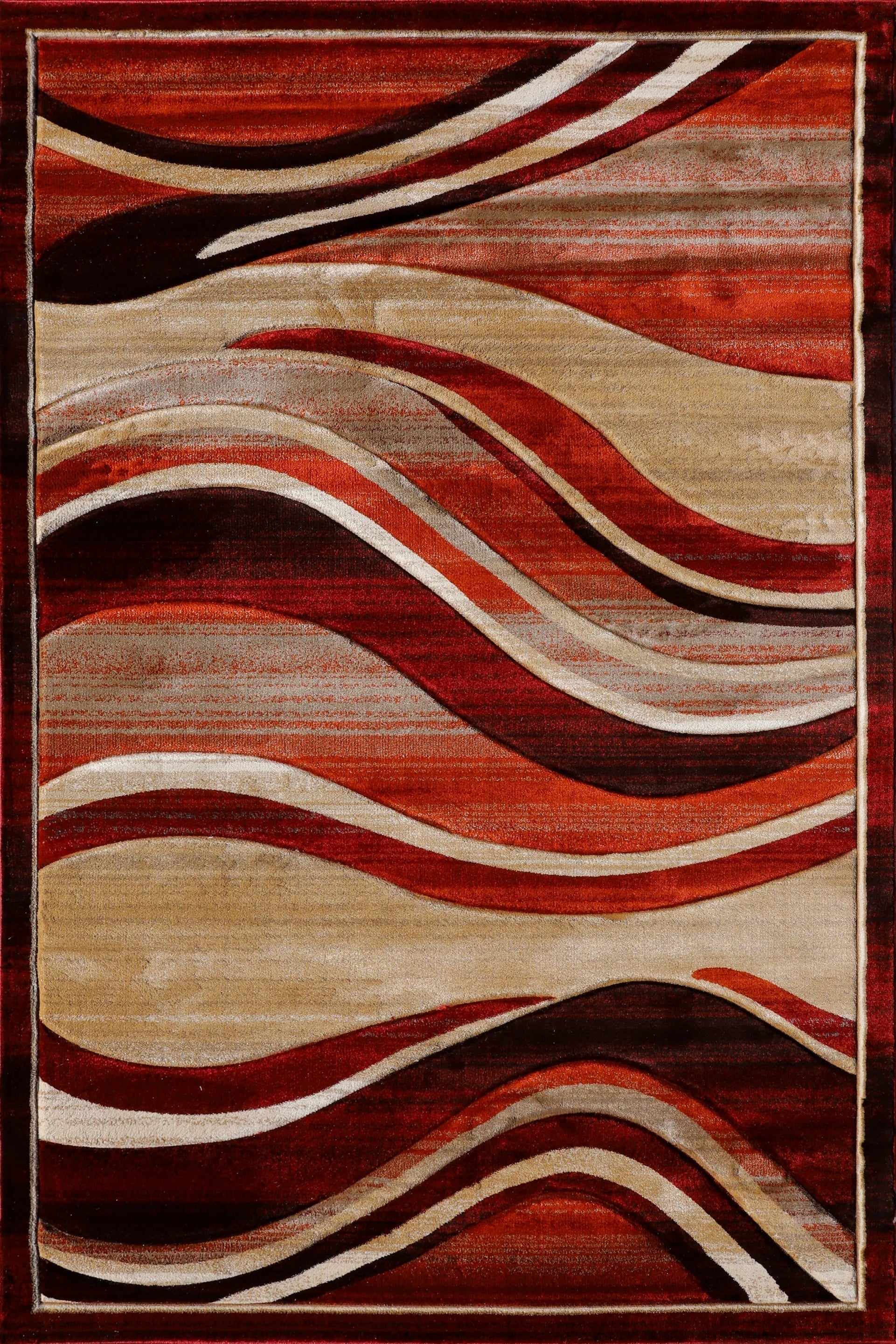Pisa Contemporary Wavy Rug 4333A-Red | Buy Rugs Online | Cyrus Rugs