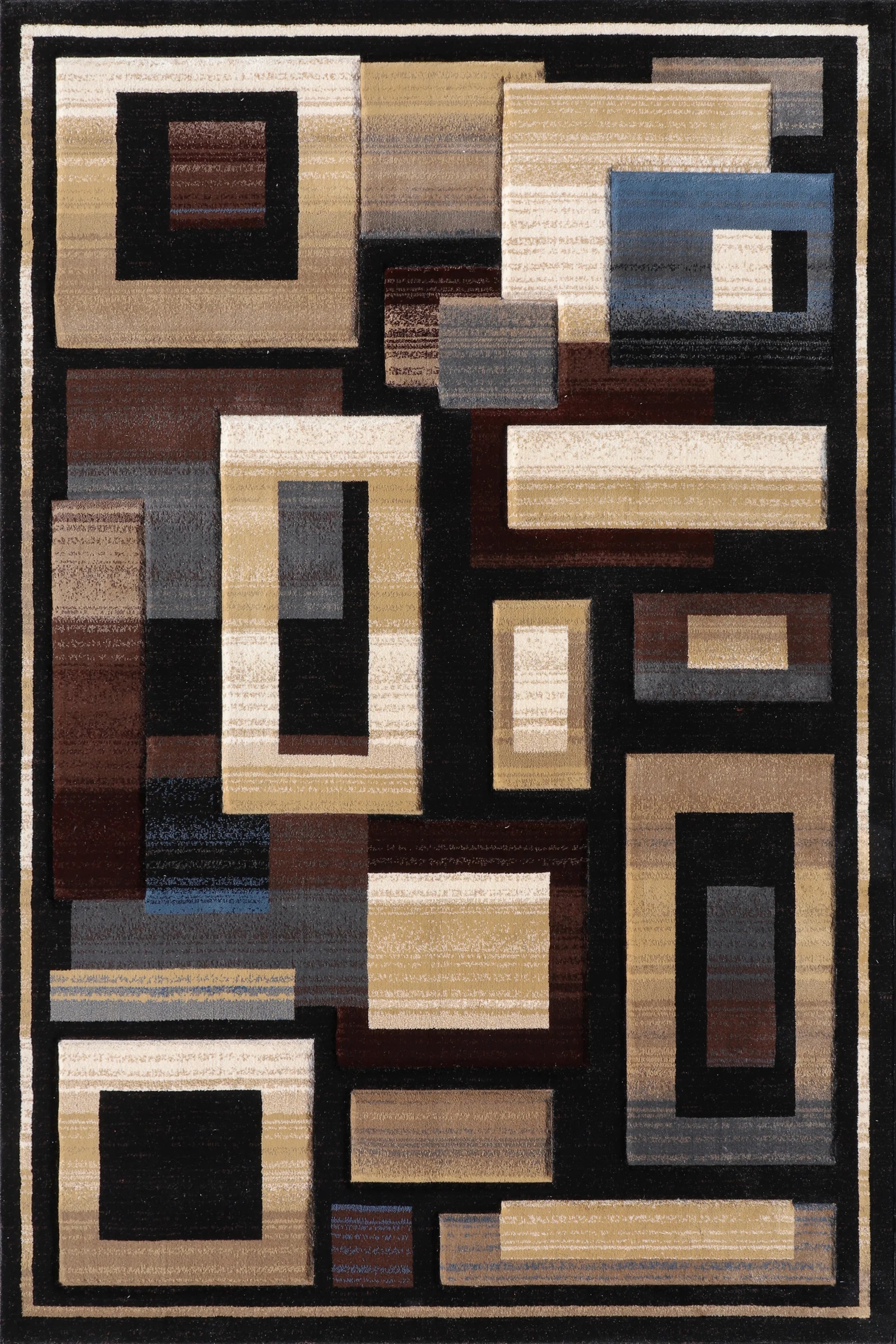 Pisa Contemporary Square Pattern Rug A056A-Black | Buy Rugs Online ...