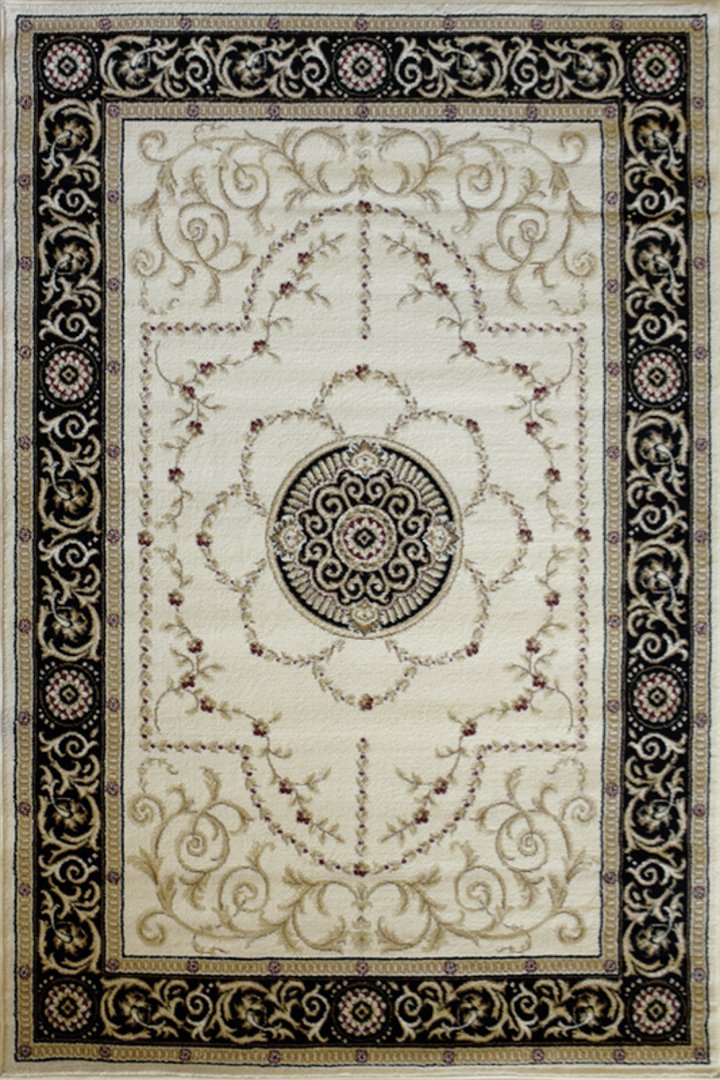 Minnesota Traditional Medallion Rugs 3577A-Cream-Black | Buy Rugs ...