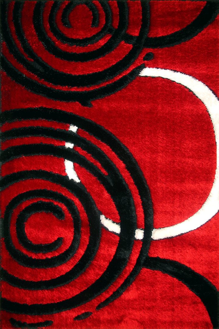 Monte Carlo Abstract Shaggy Rug 2460-Red-Black-White | Buy Rugs Online ...