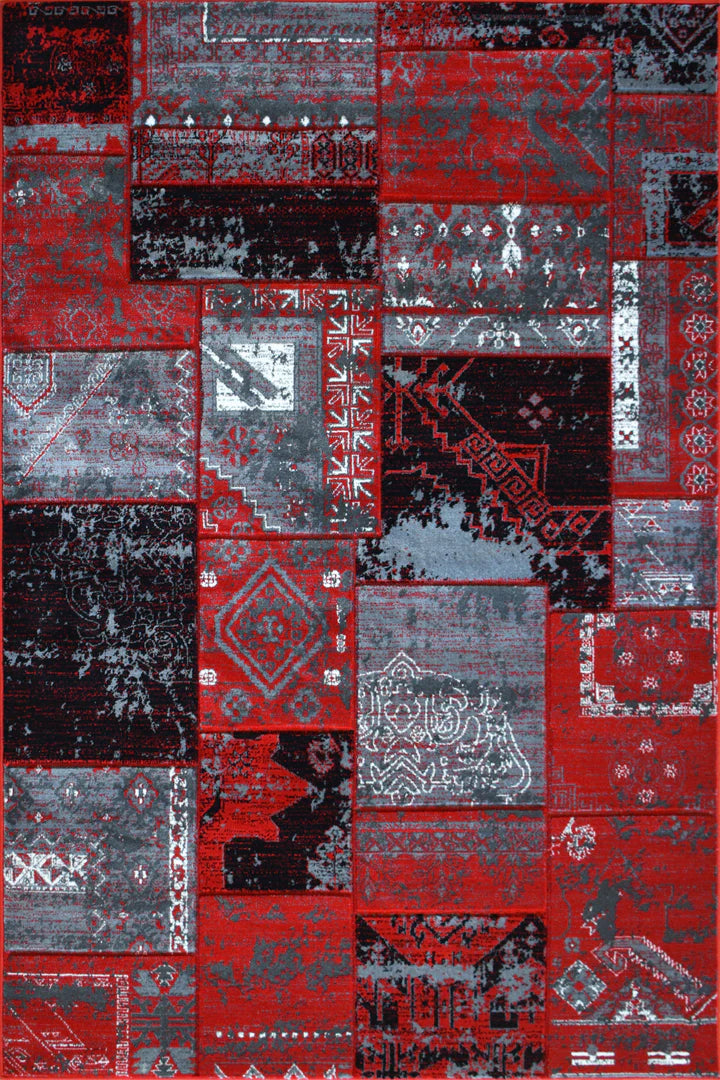 Patchworks Contemporary Abstract Rug 2673-Red | Buy Rugs Online