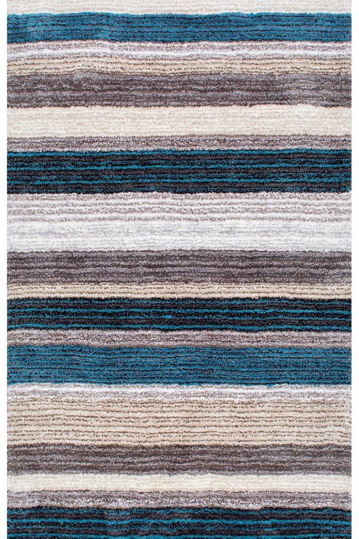 Splendor Striped Shaggy Rug ZOM1B-Blue-Multi | Buy Rugs Online ...