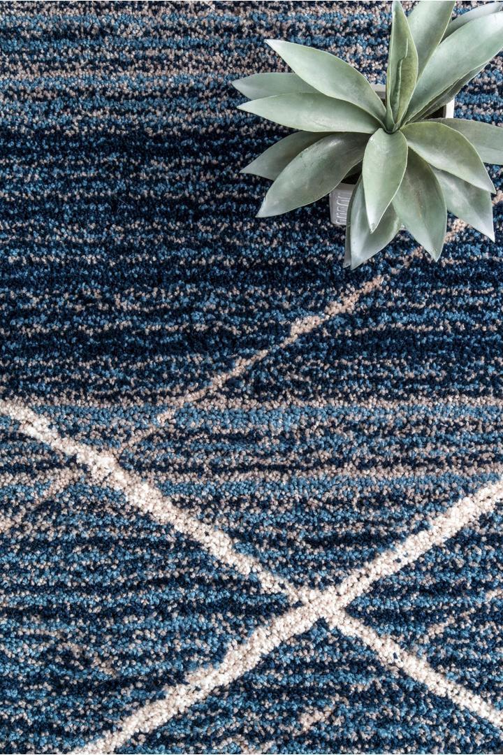 Splendor Trellis Shaggy Rug KZ07A-Blue | Buy Rugs Online | 90x60cm ...