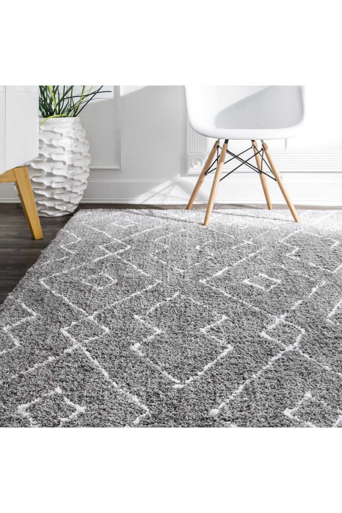 Splendor Trellis Shaggy Rug KZ01B-Grey | Buy Rugs Online | Cyrus Rugs