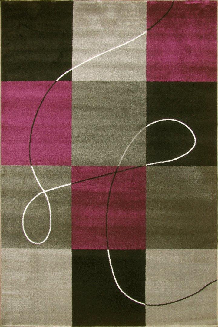 Surf Modern Square Pattern Rug 2580A-Black-Purple | Buy Rugs Online ...