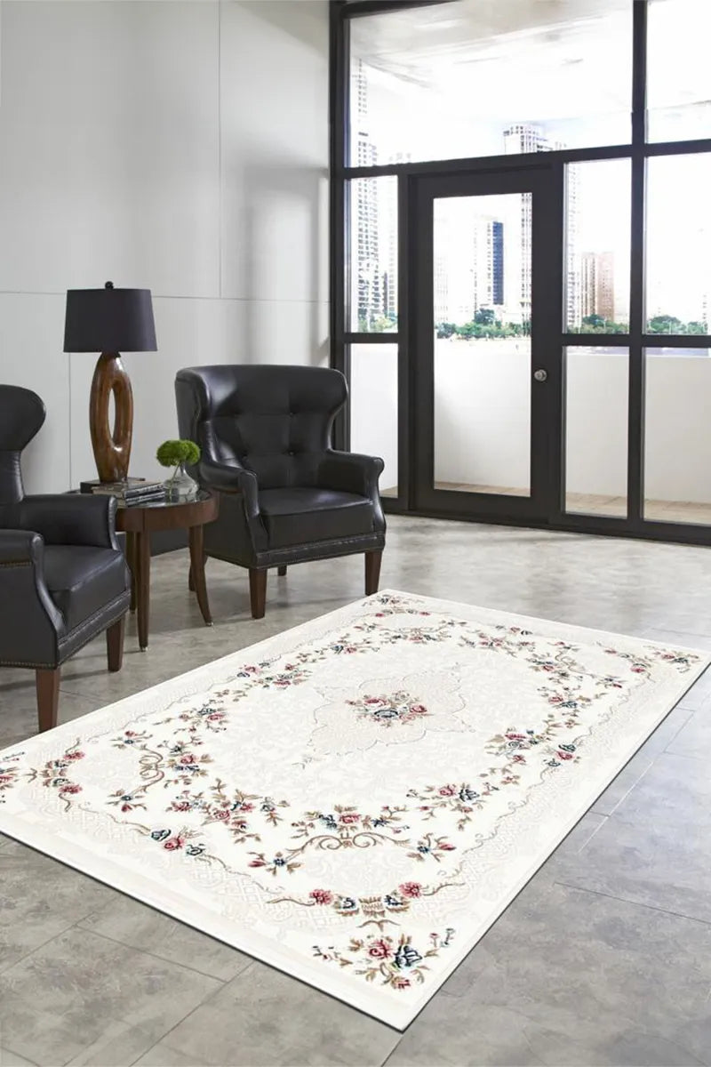 Symphony Traditional Floral Rugs 5218A-White-Cream | Buy Rugs Online ...